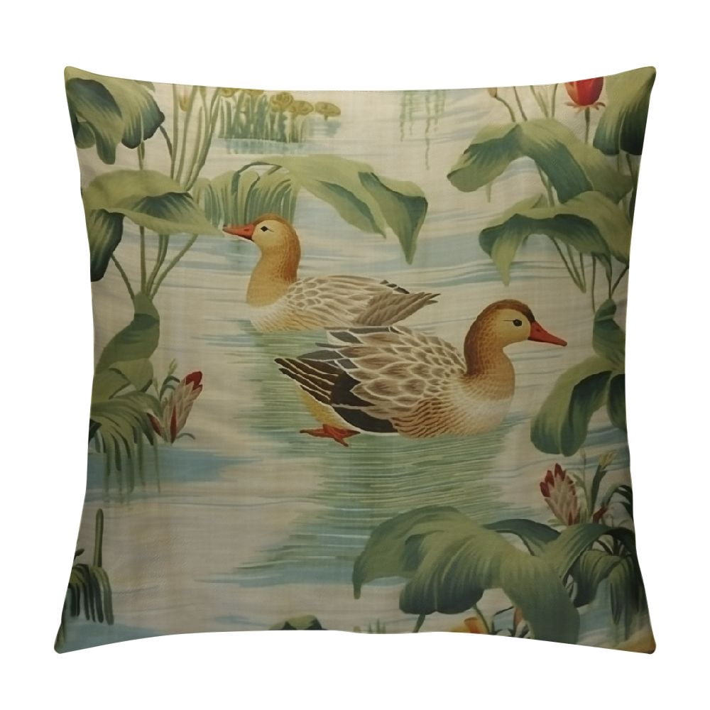 MLJA Aqua Decorative Pillow Cover Eurosham or Lumbar Pillow Chinoiserie ...