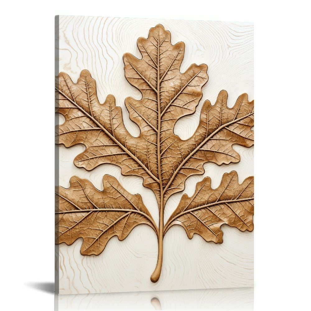 COMIO Maple Leaf Wall Art Painting - White Leaves Botanical Picture ...