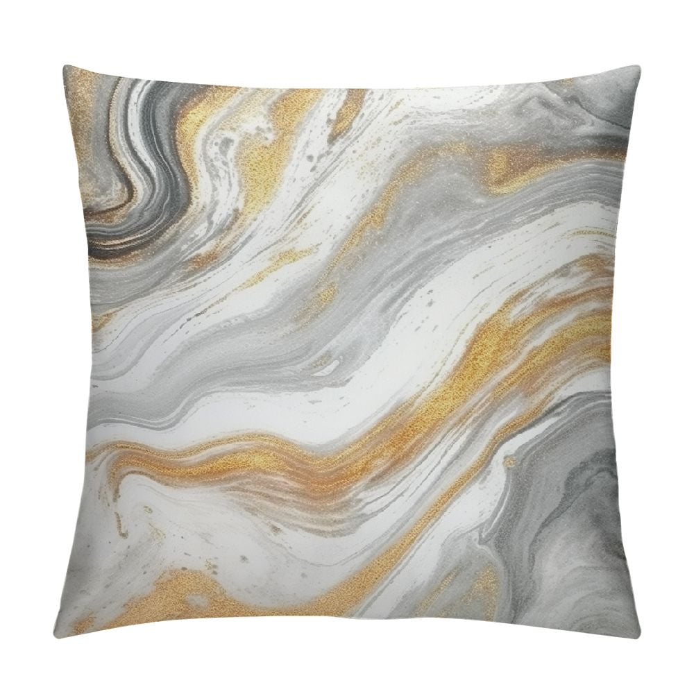 QZHH Marble Pillow Covers White Gold Marble Pattern Decorative Decor ...