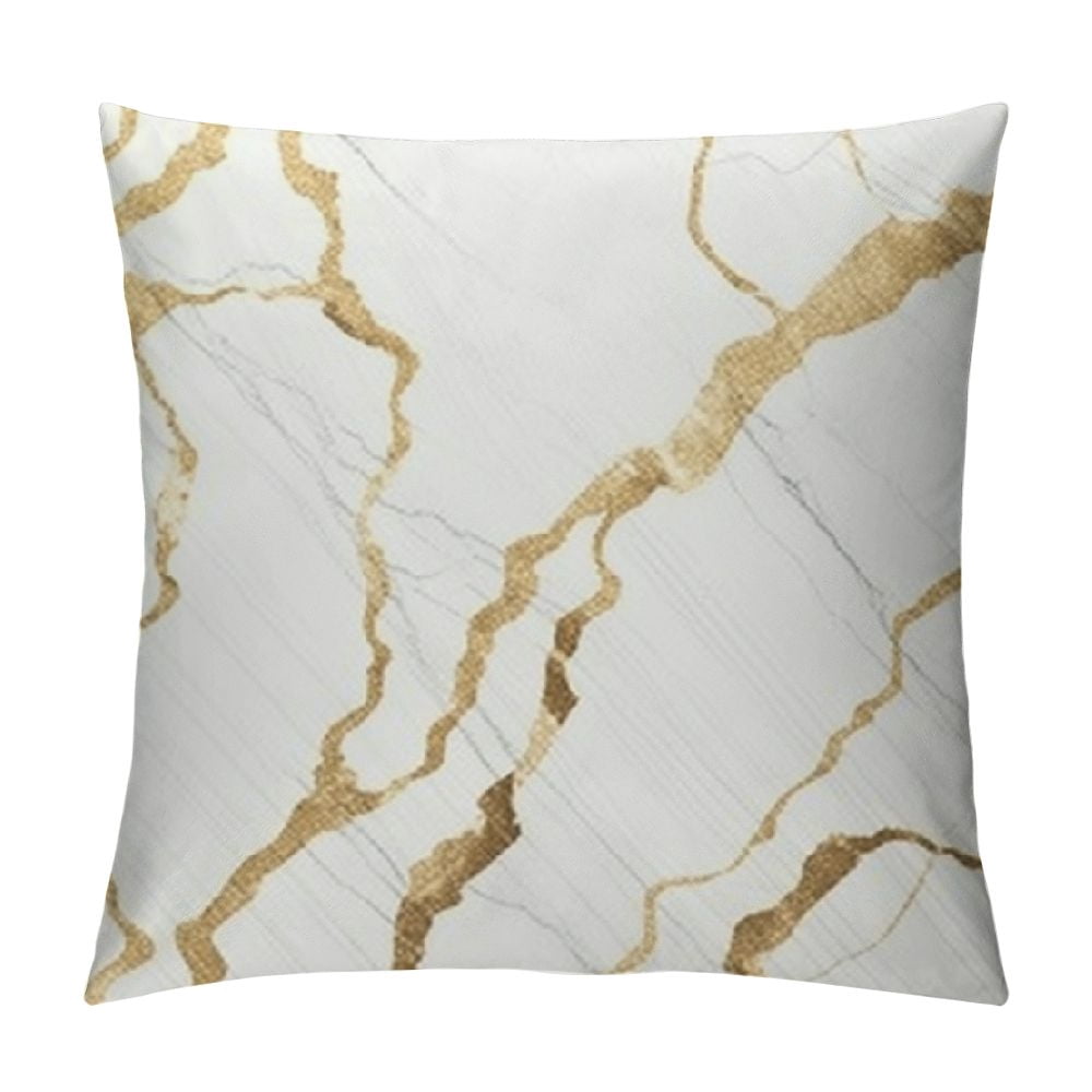 QZHH Marble Pillow Covers White Gold Marble Pattern Decorative Decor ...