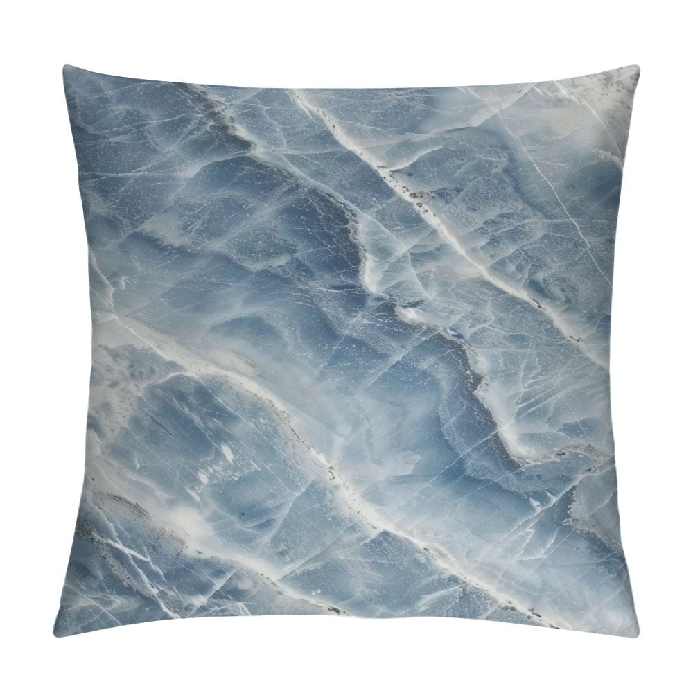 COMIO Marble Pillow Sham, Pale Blue Marble Pattern with White Cracks on ...