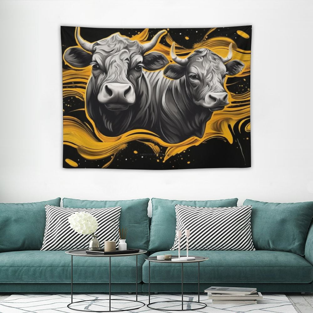 COMIO Marble Print Tapestry Kids Highland Cow Farmhouse Wall Blanket ...