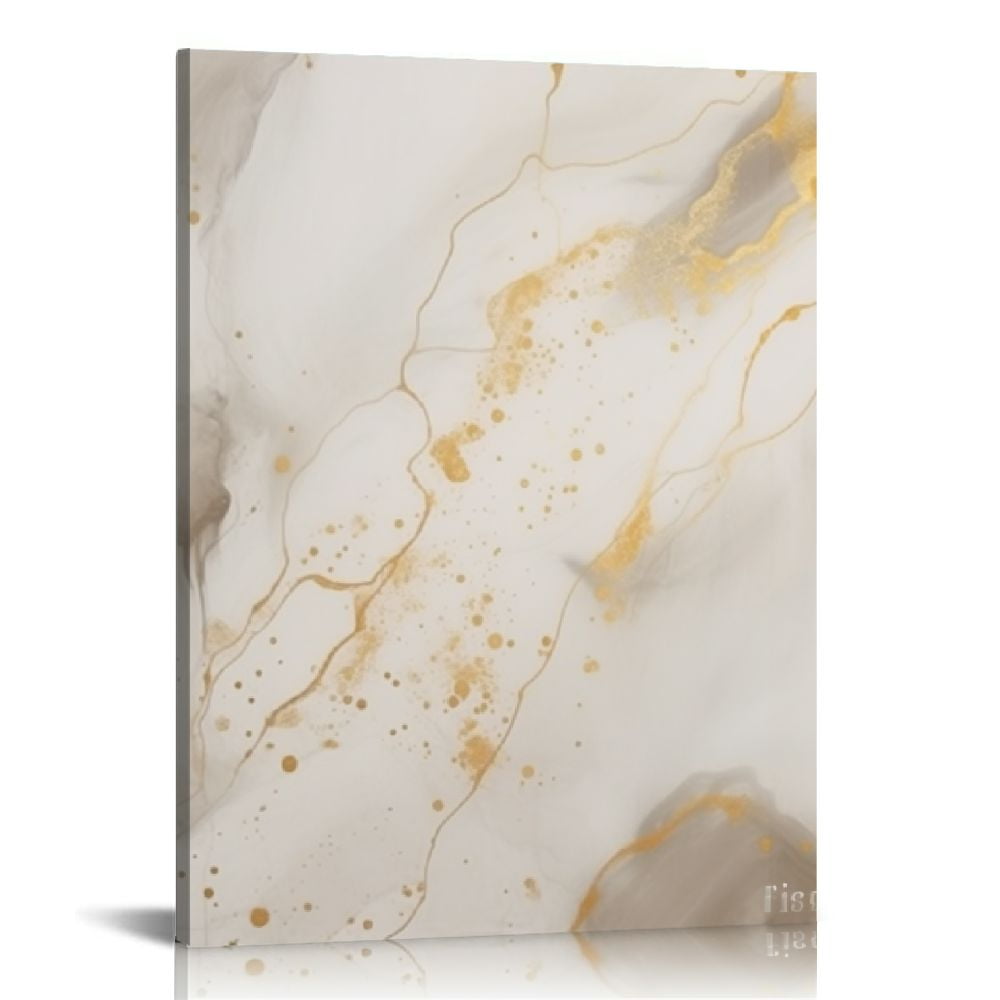 COMIO Marble Wall Painting Gold Foil Canvas Painting White and Gold ...
