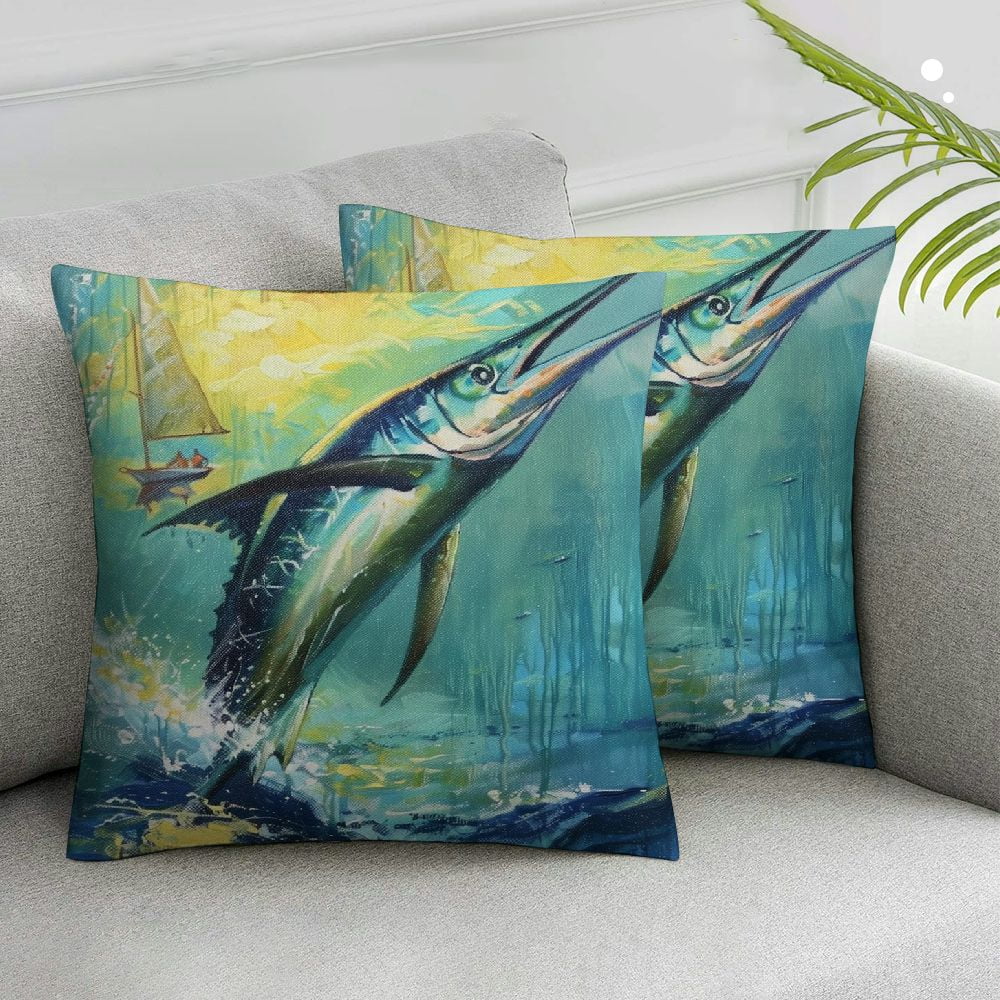 COMIO Marlin Swordfish Throw Pillow Covers Set of 2 Ocean Fish Pillow ...