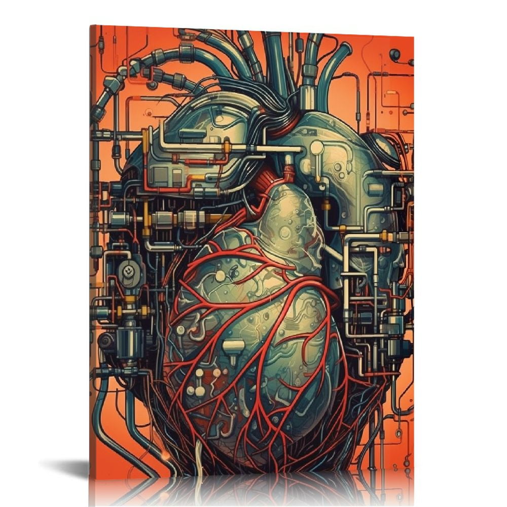 MLJA Engine Heart Painting Human Anatomy Artwork Steampunk Style Heartt ...