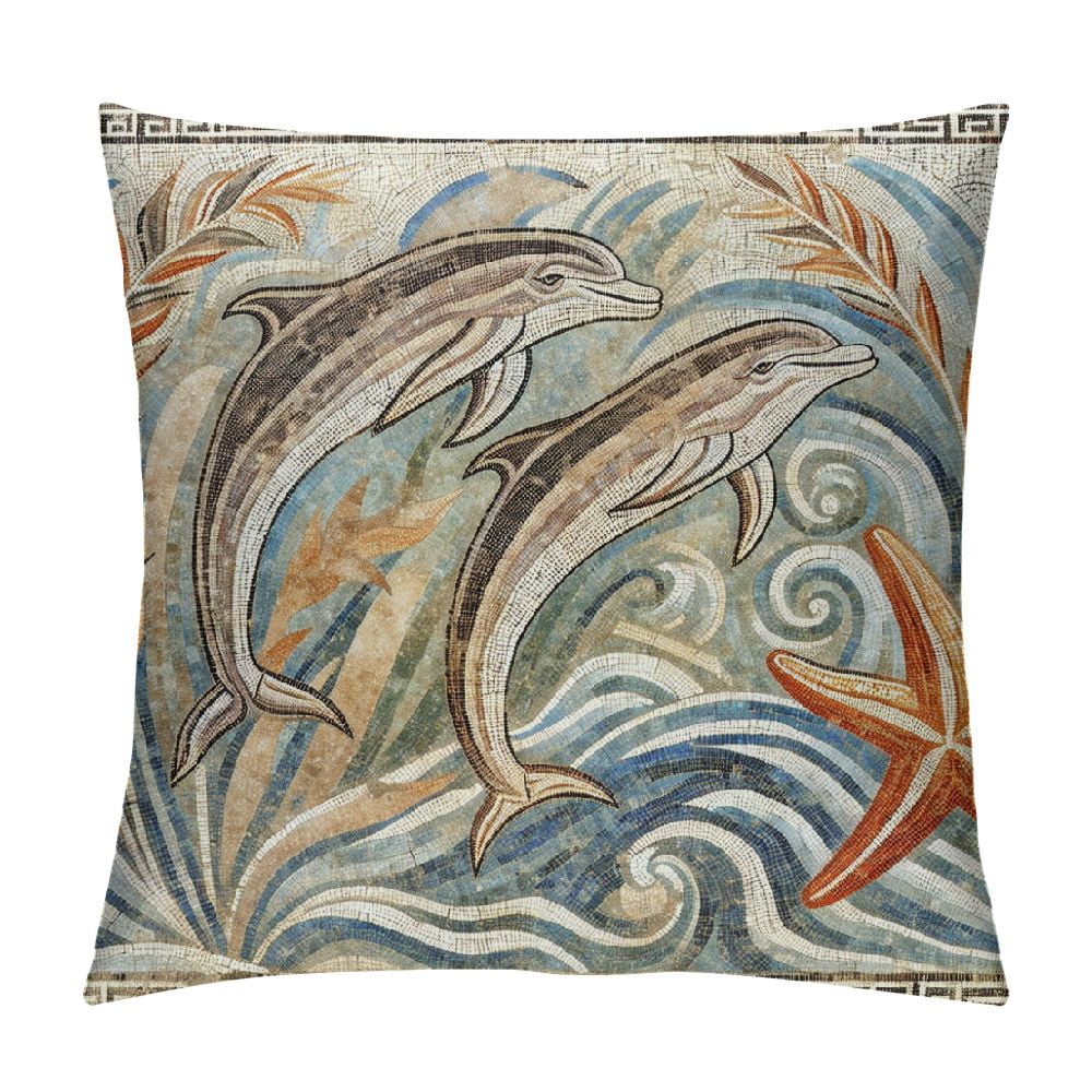 COMIO Mediterranean Style Throw Pillow Case Sea Theme Decorative Square ...