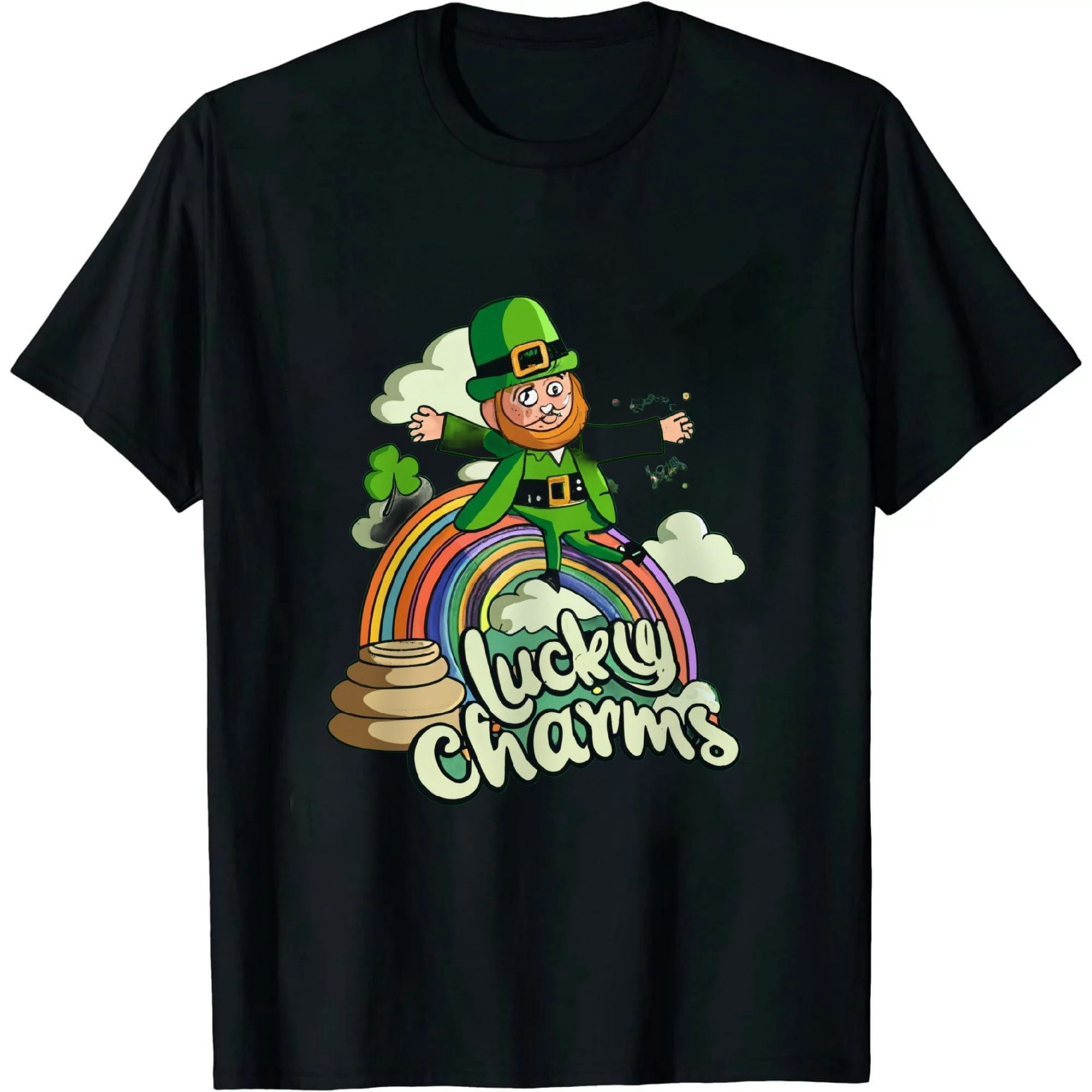 COMIO Men's Lucky Charms Shirt - Vintage Lucky The Leprechaun Logo T ...