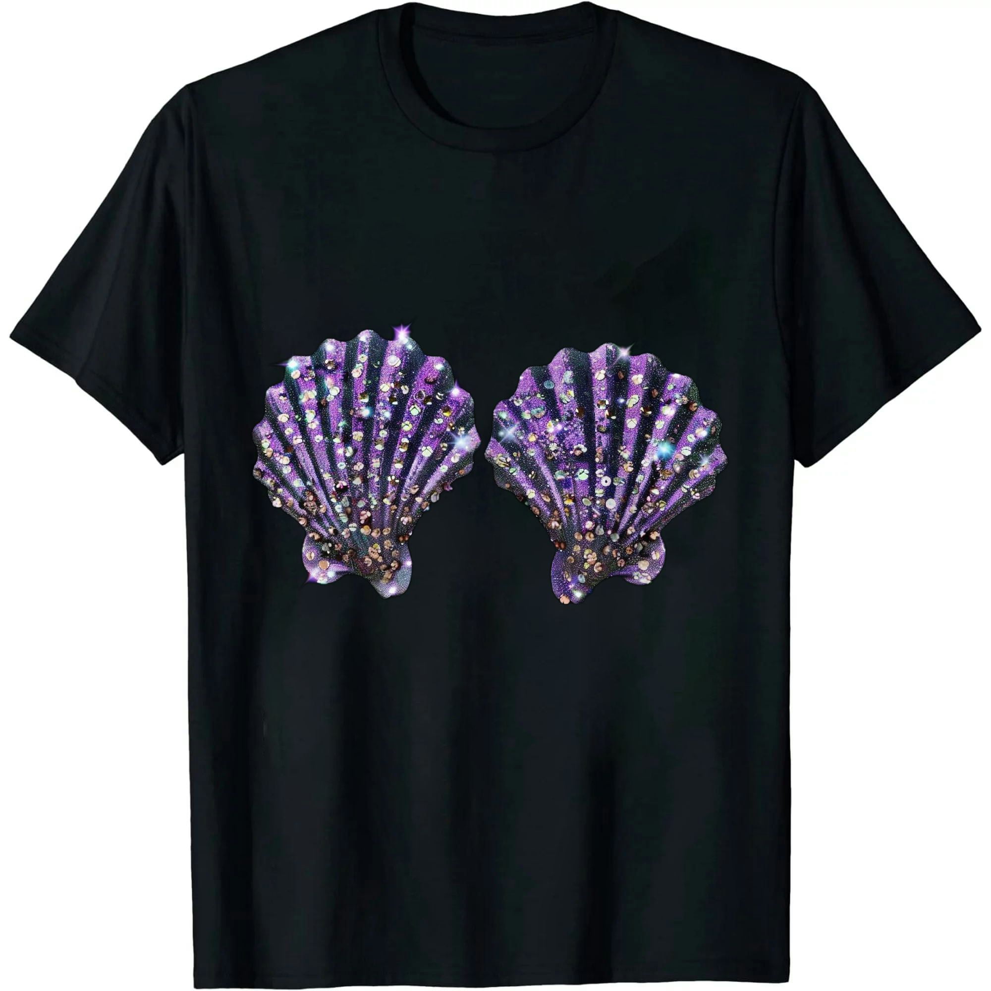 COMIO Mermaid Sea Shell Bra Costume Halloween Design T-Shirt - Walmart.com
