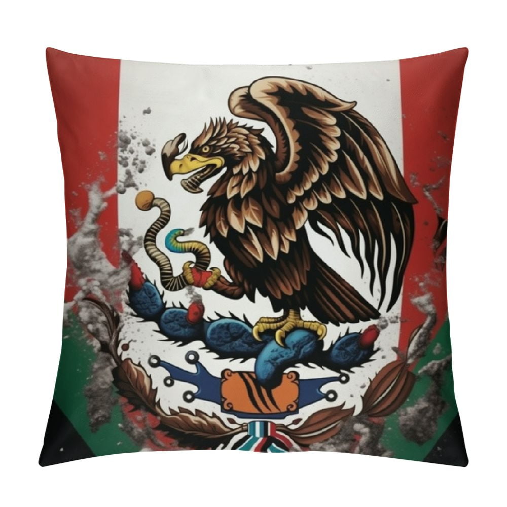 COMIO Mexican Mexico Flag Central American Eagle Square Decorative ...