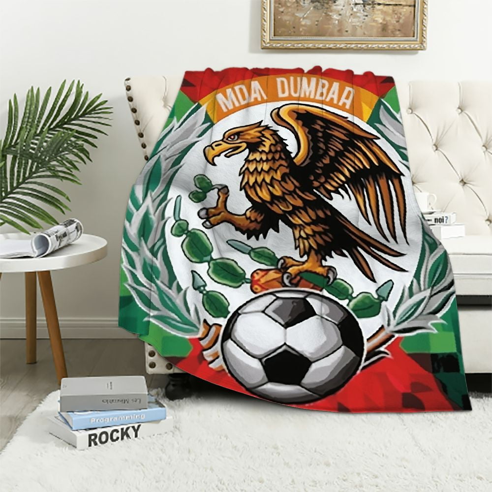 COMIO Mexico Logo Green Sherpa Lining Borrego Flannel Throw Sofa ...