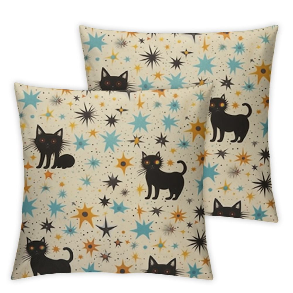 COMIO Mid Century Atomic Throw Pillows Cover Black Cat Modern Abstract Geometric Retro Pattern ...