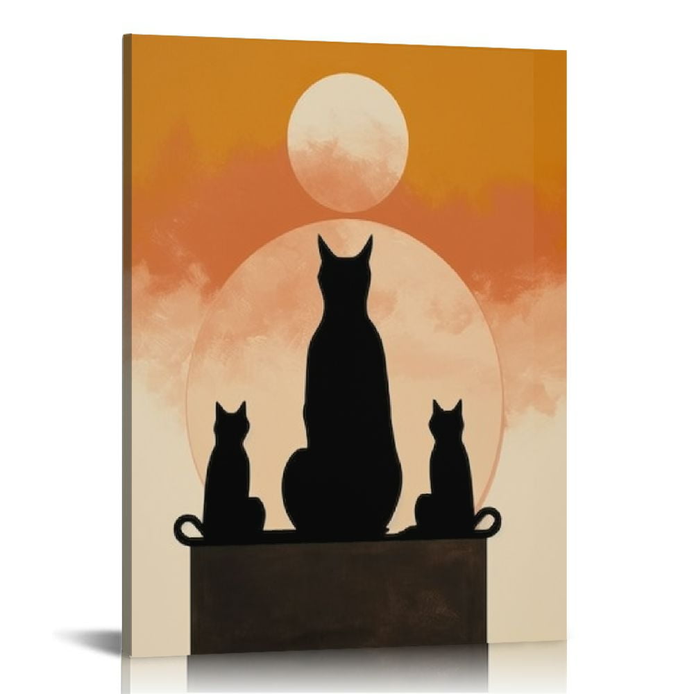 COMIO Mid-Century Boho Cats Posters Wall Art Prints,Abstract Boho Sun ...