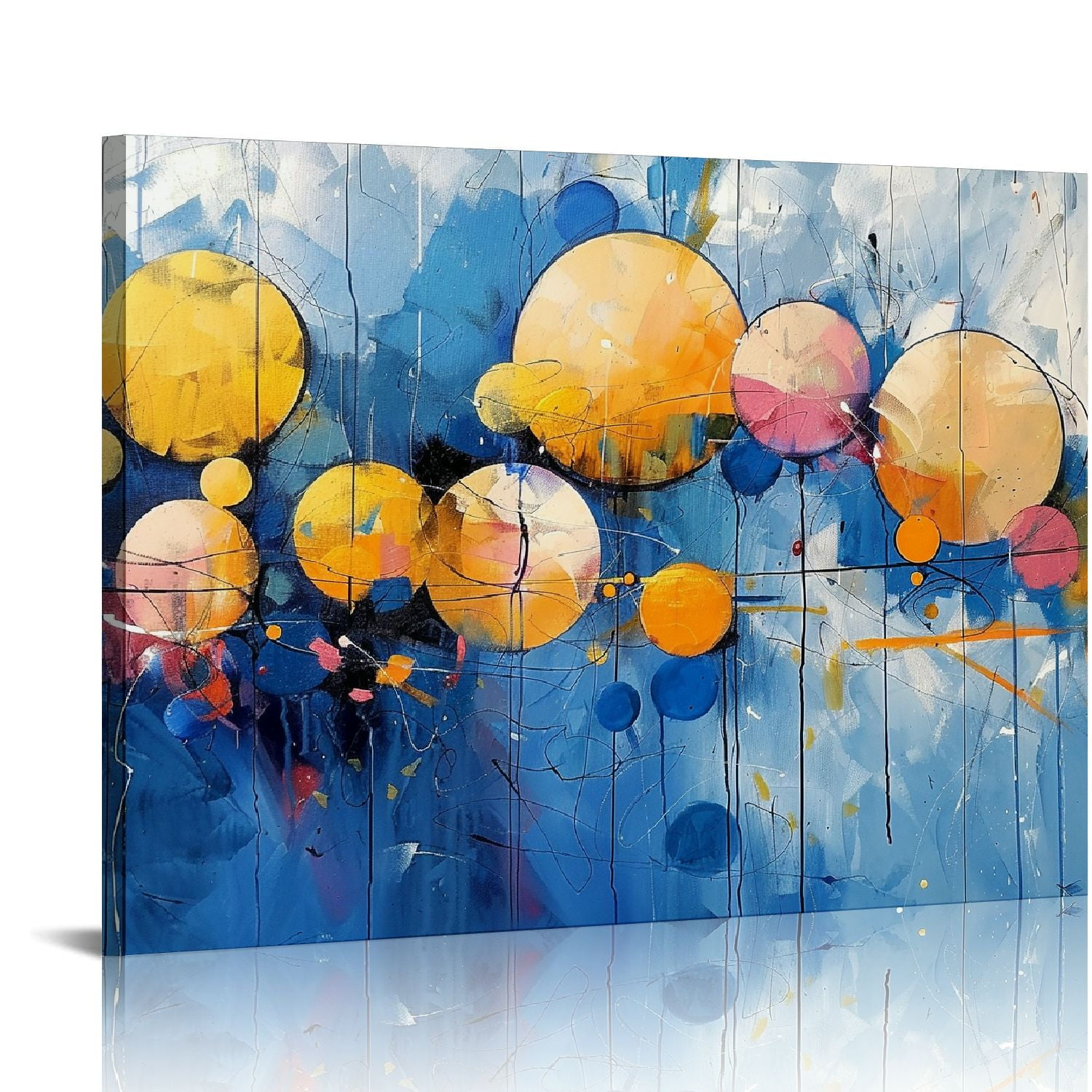 COMIO Modern Abstract Wall Art Bedroom - Large Artwork for Walls - Blue ...