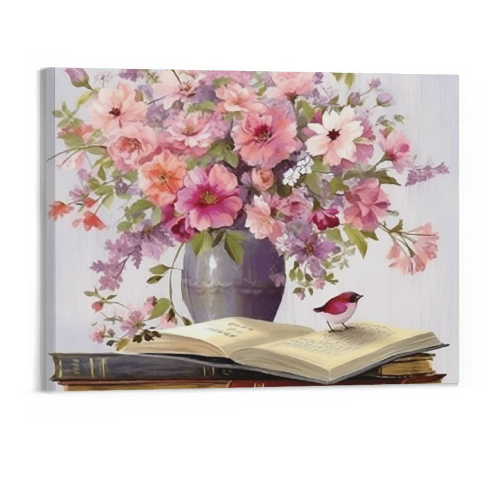COMIO Modern Artwork Pink Flowers Canvas Print Wall Art Decor - Perfect ...