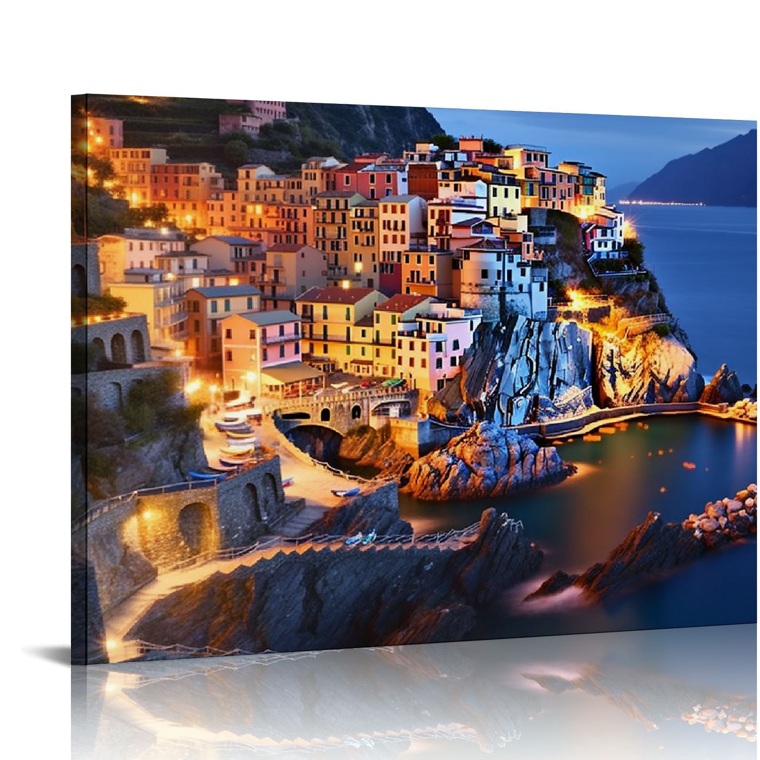 COMIO Modern Canvas Painting Wall Art Aerial Night View of Manarola ...