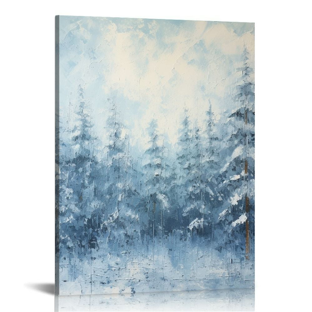 COMIO Modern Canvas Painting Wall Art Snowfield Winter Snow Forest Tree ...