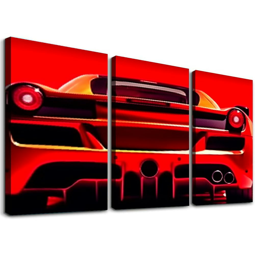 COMIO Modern Car Canvas Wall Art Framed Colorful Classic Supercar ...