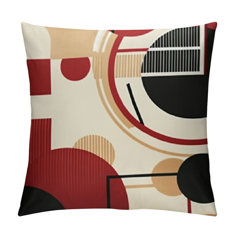 COMIO Modern Geometric Pillow Covers Red Brown Black Stripes Cushion ...