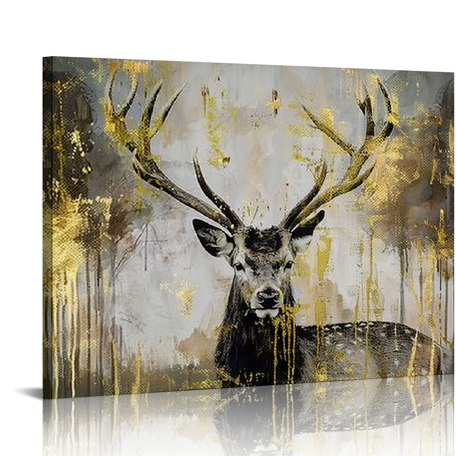 COMIO Modern Rustic Wildlife Elk Deer with Big Horn Wall Pictures ...