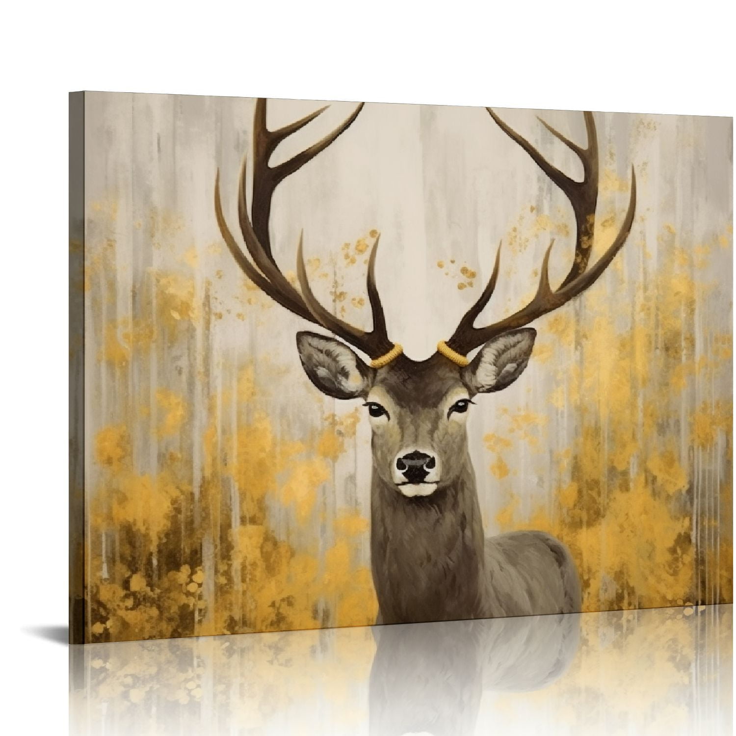COMIO Modern Rustic Wildlife Elk Deer with Horn Wall Pictures Antlers ...