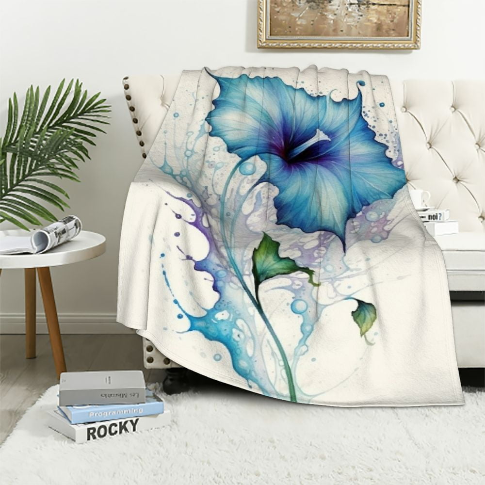 COMIO Modern Watercolor Abstract Flower Floral Flannel Blanket ...