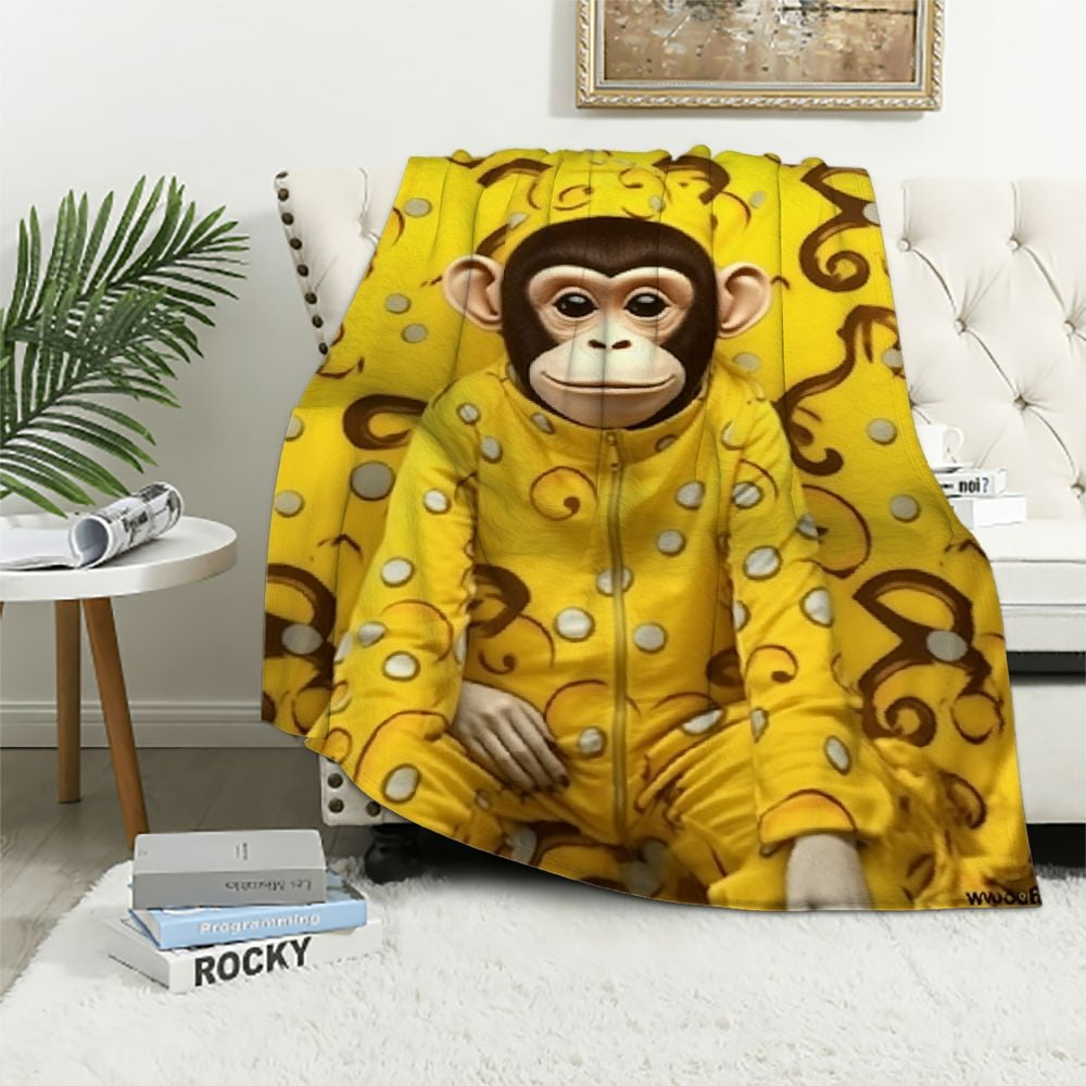 COMIO Monkey Blanket-Monkey Gift for Boys Girls Monkey Lovers-Cute ...