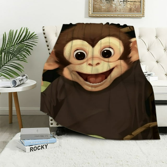 COMIO Monkey Blanket for Monkey Lovers - Soft Fuzzy Cozy Blanket Gift ...