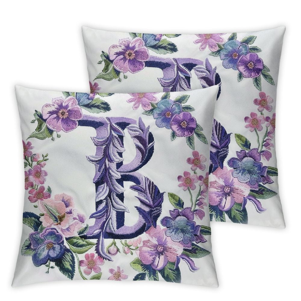 COMIO Monogram Letter Pillow Covers Floral Decorative Initial Throw ...