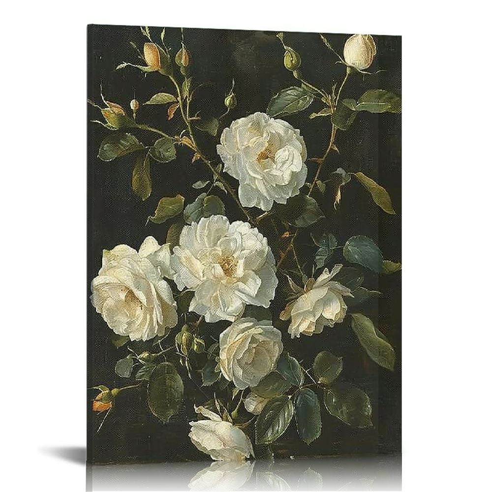 COMIO Moody Decor Vintage Flower Wall Art Peony Wall Art Botanical Wall ...