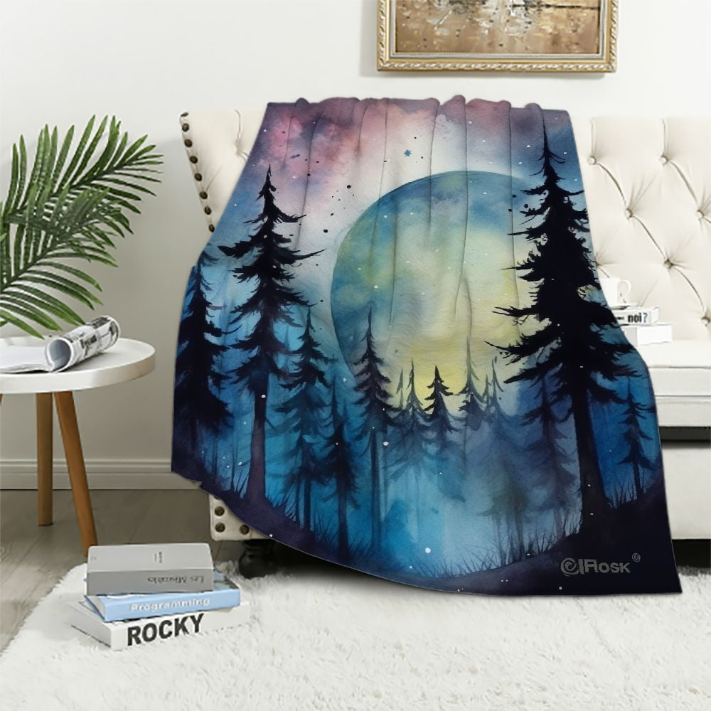 COMIO Moon Blanket, Moon Night Forest Tree Magic Space Universe Starry ...