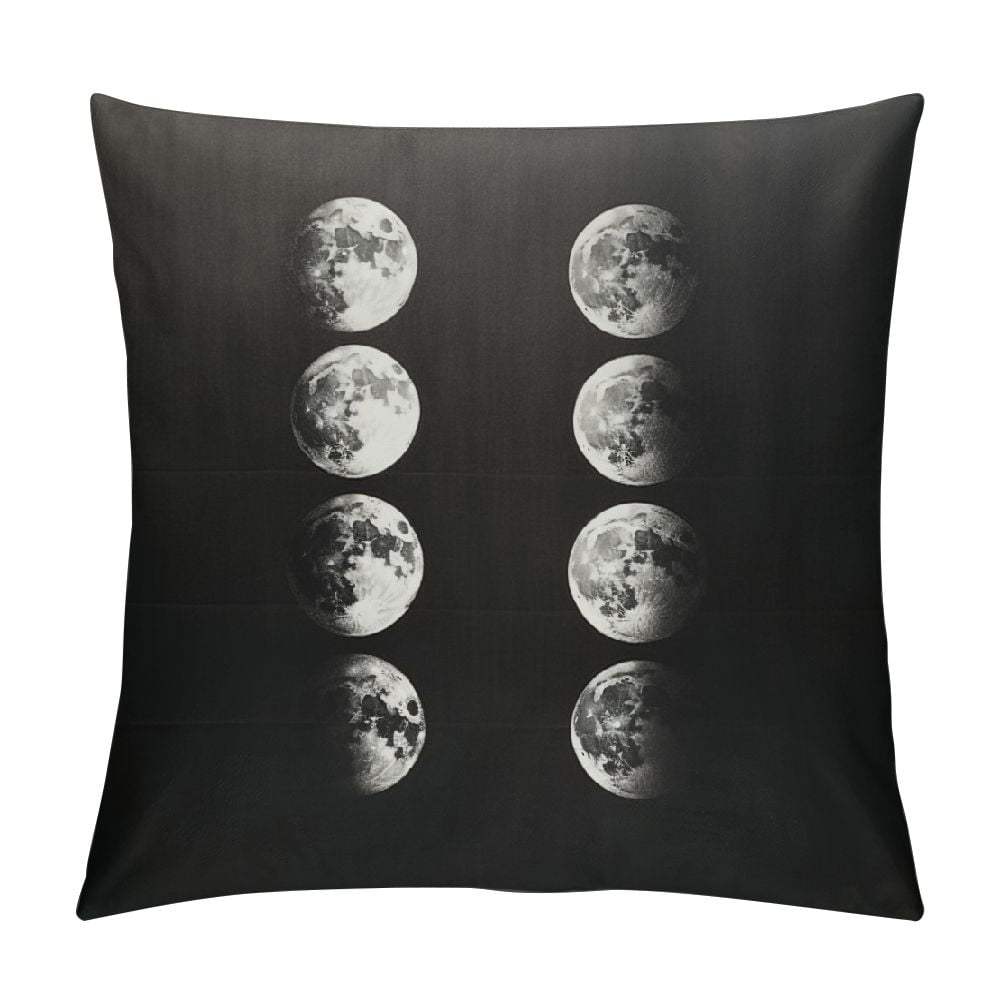MLJA Moon Phases Throw Pillow Cover Dark Night Universe Autumn ...