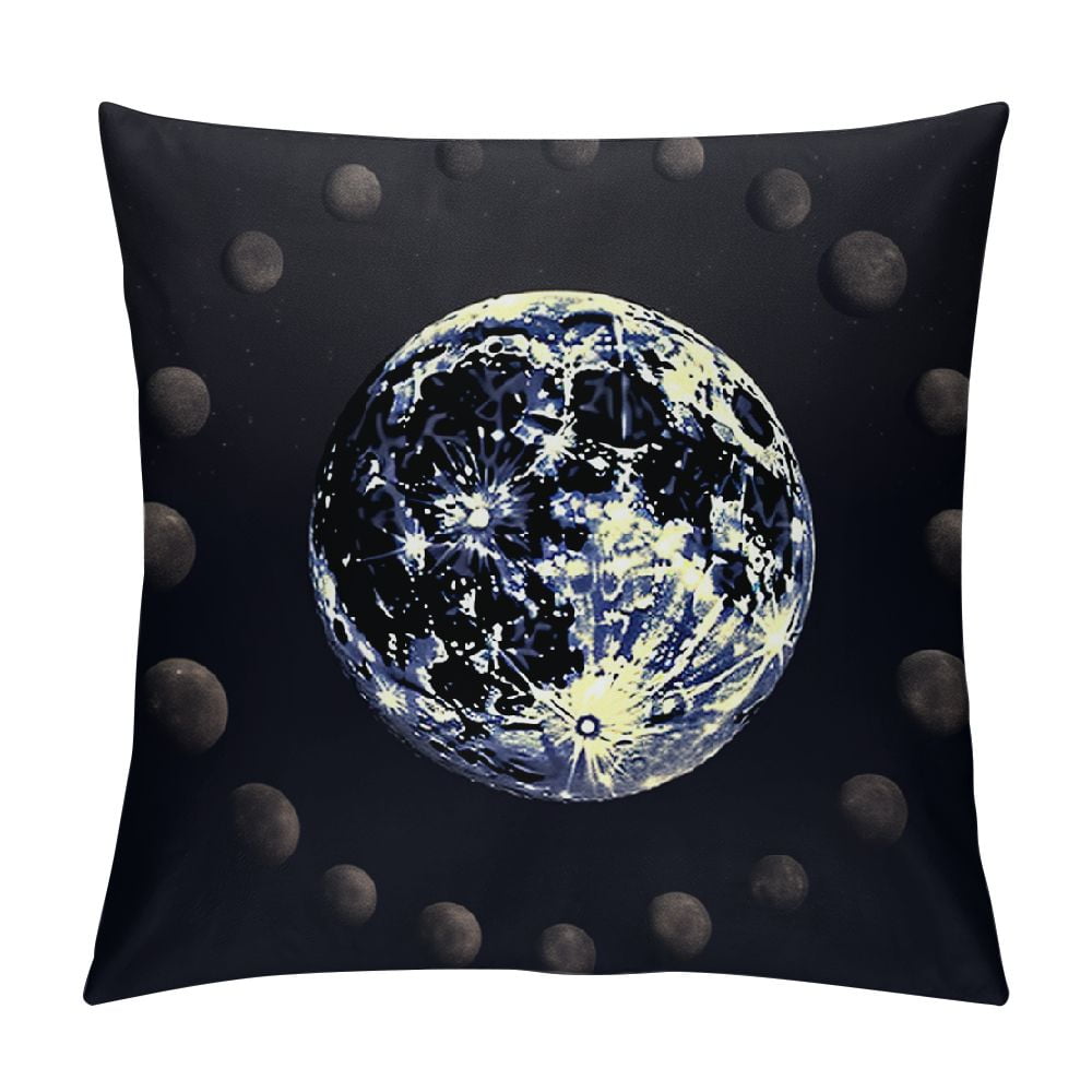 COMIO Moon Phases Throw Pillow Cushion Cover, Giant Moon on The Starry ...
