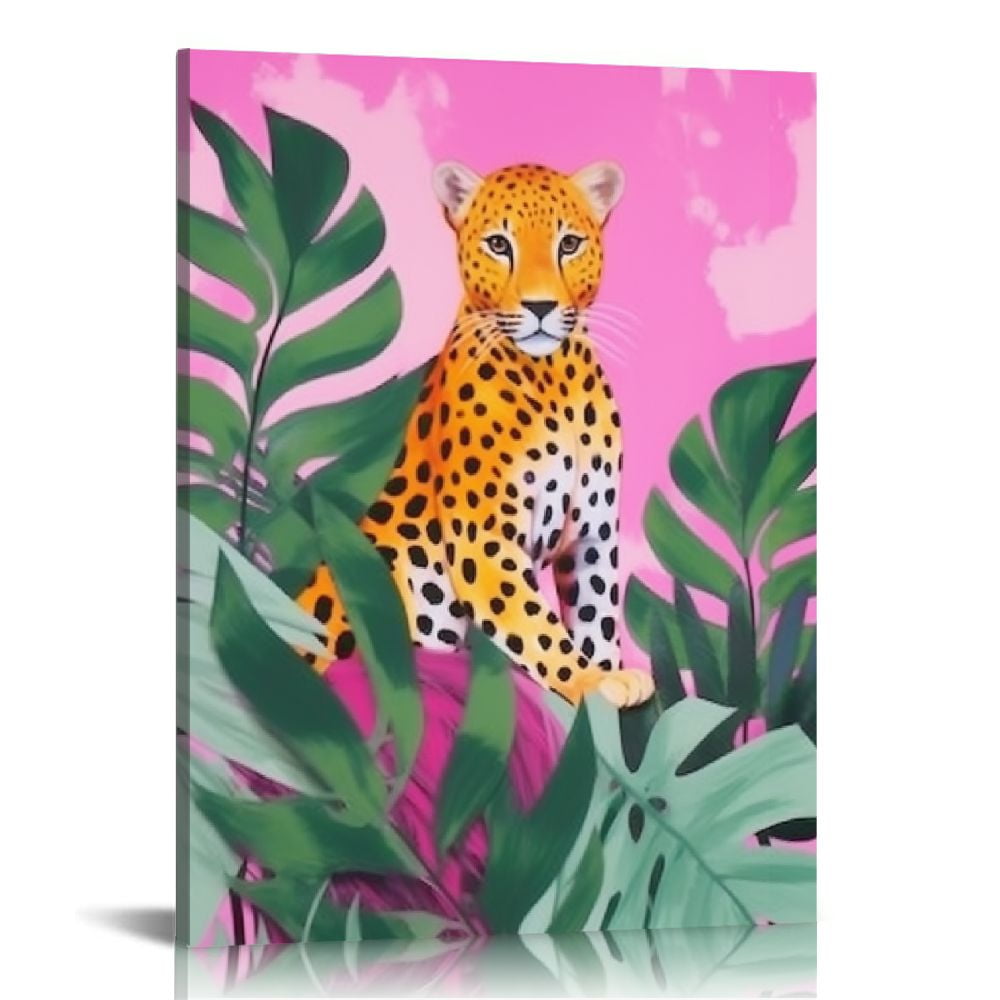 COMIO Moroccan Leopard Wall Art Print - Jungle Animal with Tropical ...