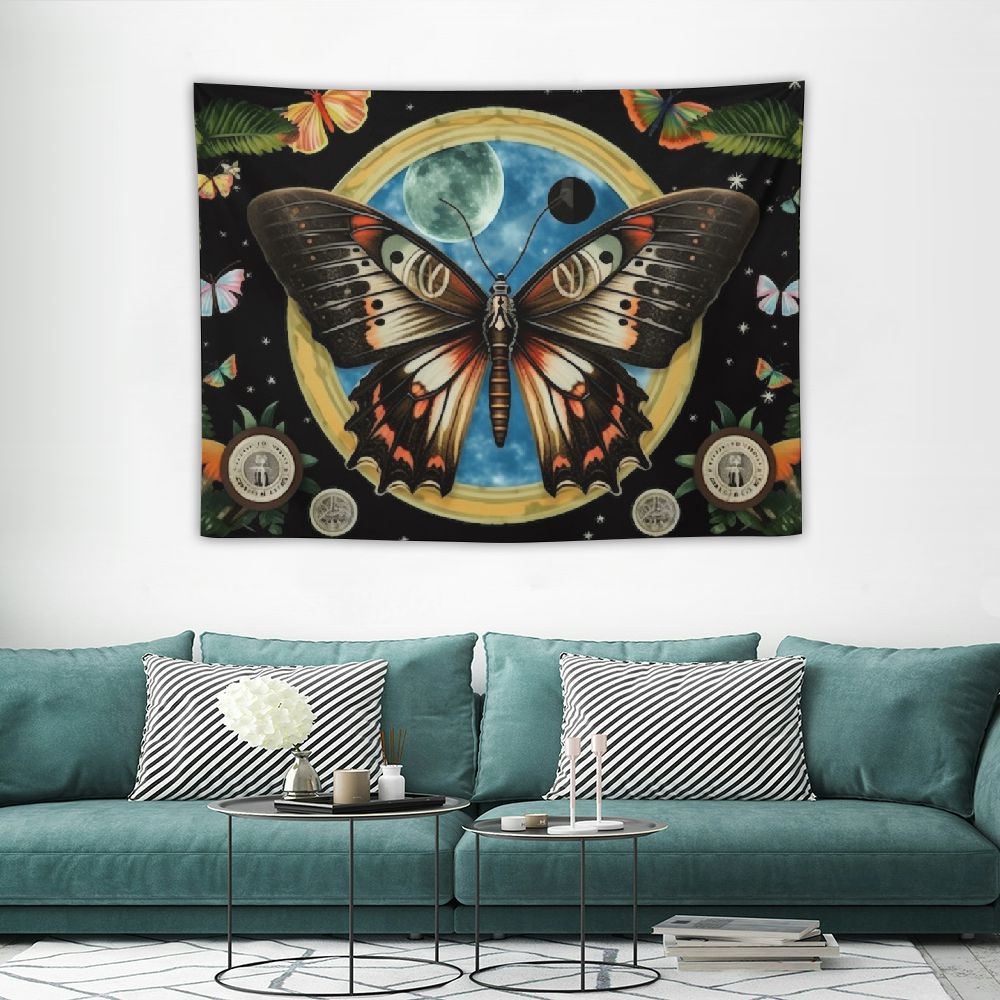 COMIO Moth Tapestry Moon Phase Tapestry Hippie Mushroom Flower Tapestry ...