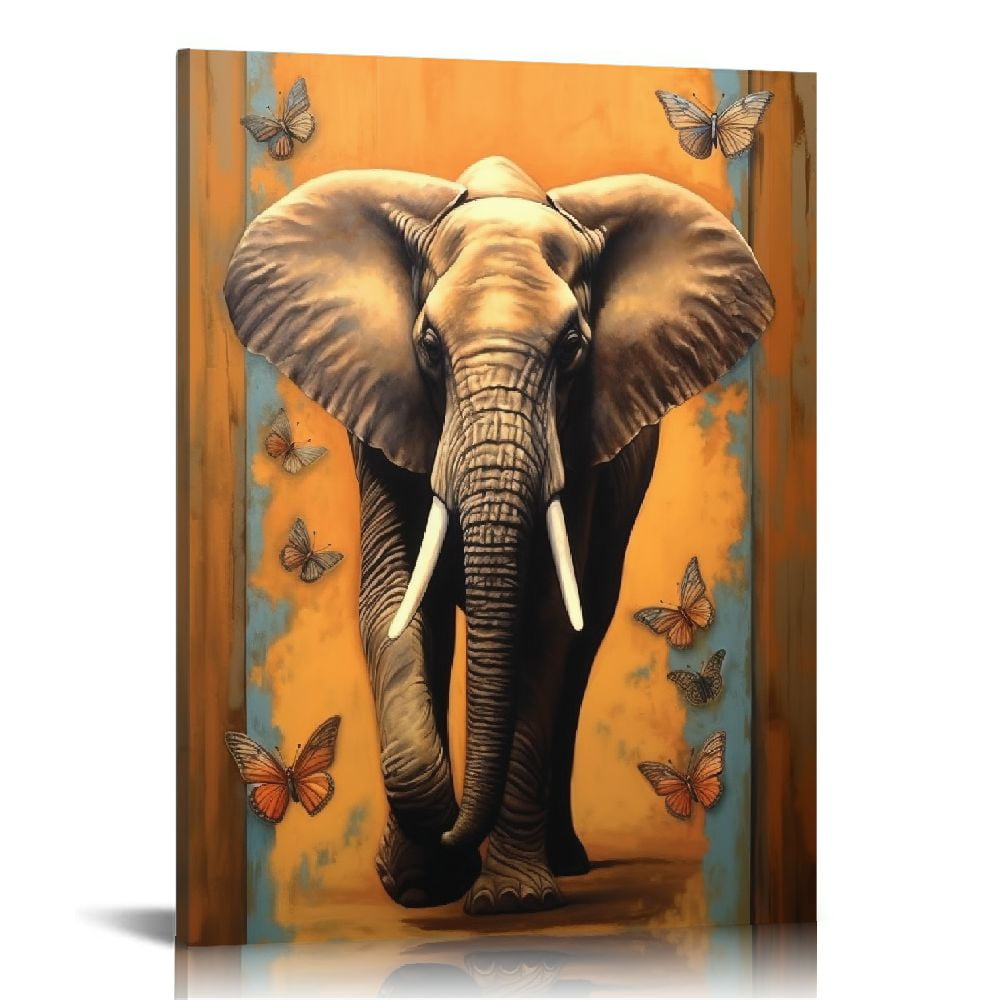 COMIO Motivational Elephant Canvas Wall Art Elephant Painting Wall ...
