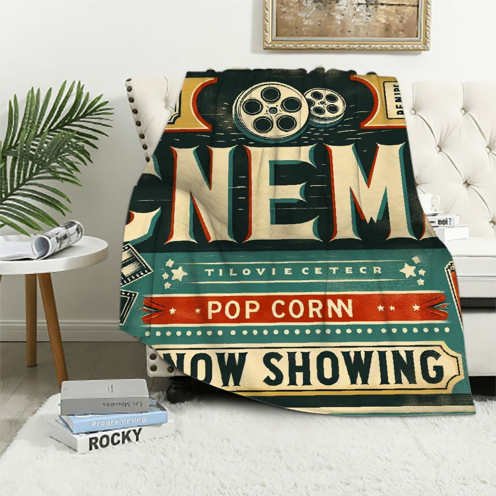 COMIO Movie Theme Blanket Popcorn Cinema Print Throw Blanket Movie ...
