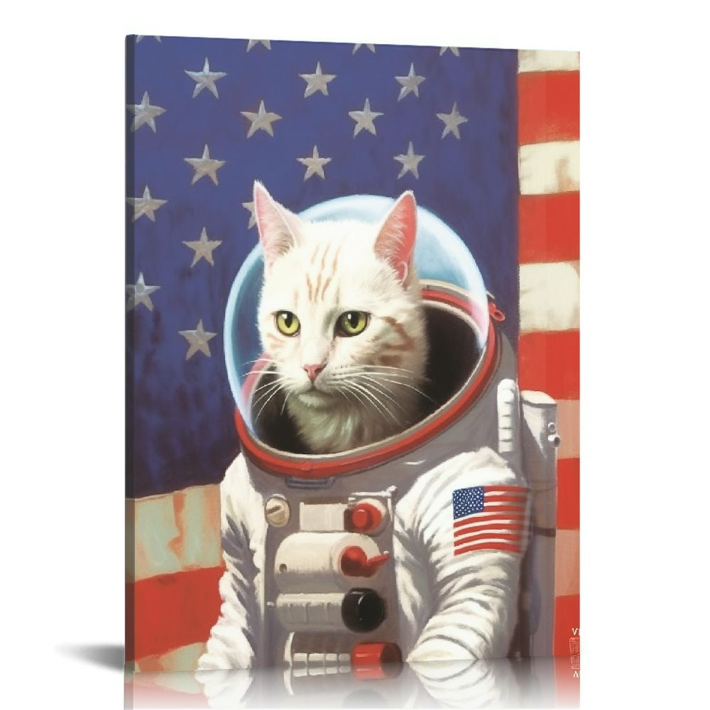 COMIO Mr Pebbles Funny The First Cat in Space Poster Wall Art Paintings ...