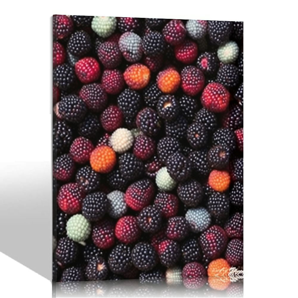 COMIO Mulberry Strawberry Blueberry Canvas Wall Art Colorful Fruits ...