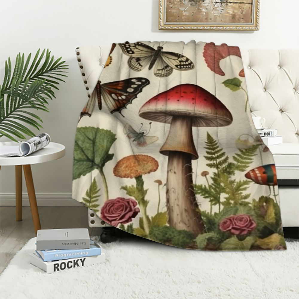 COMIO Mushroom Blanket Mushroom Gifts for Women Soft Cozy Flannel ...