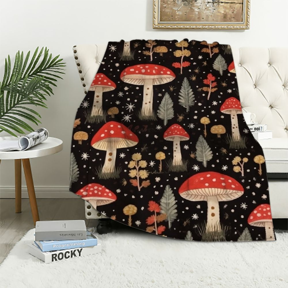 COMIO Mushroom Blanket Soft Lightweight Flannel Throw Blankets for ...