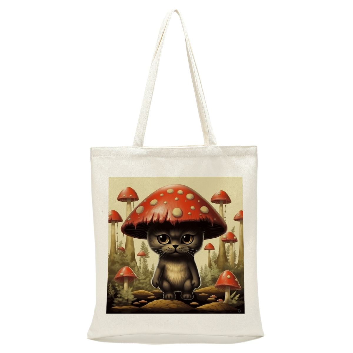 COMIO Mushroom Cat Cottagecore Eco Tote Reusable Shopping Bag - Walmart.com