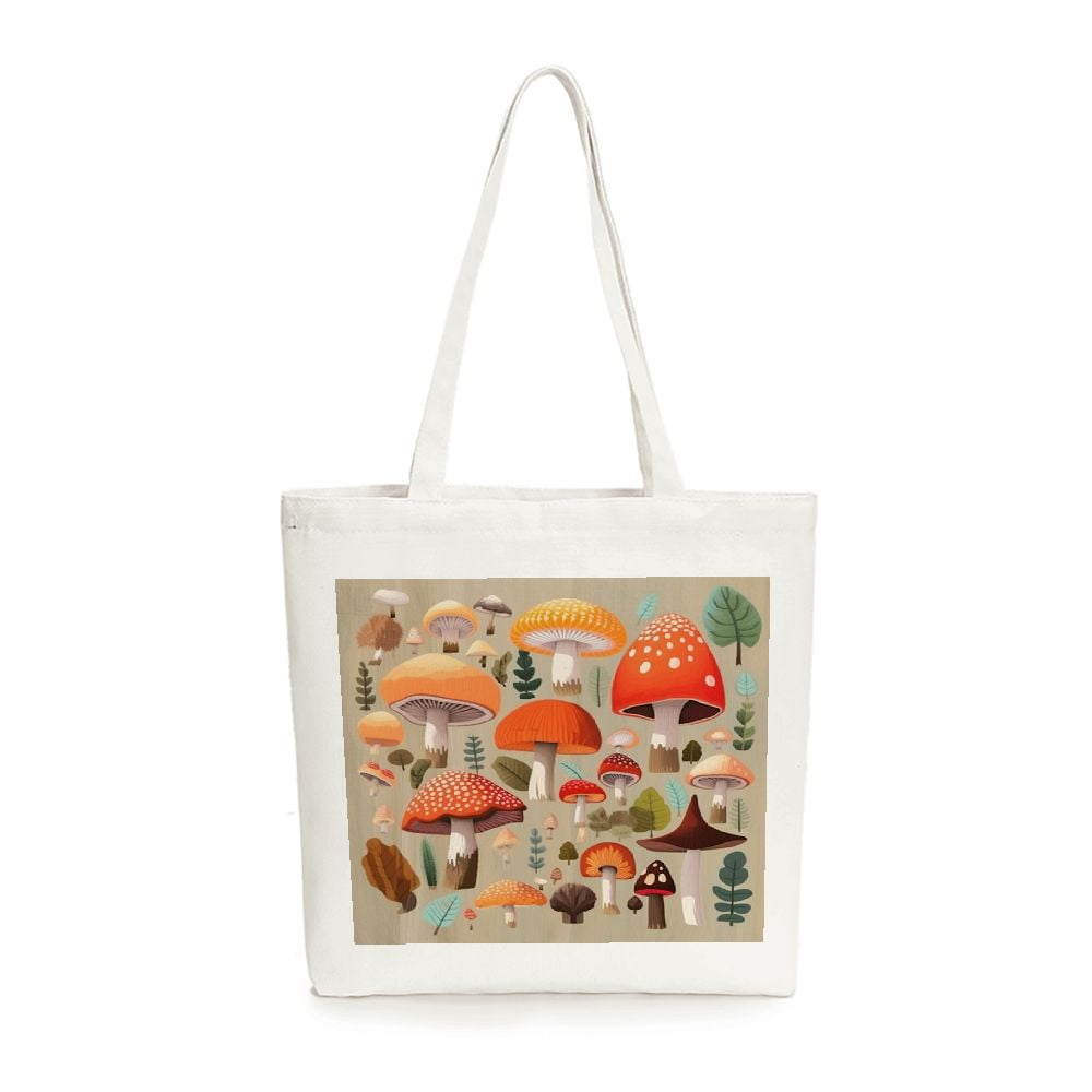COMIO Mushroom Fungi Mycology Cottagecore Canvas Tote Reusable Shopping ...
