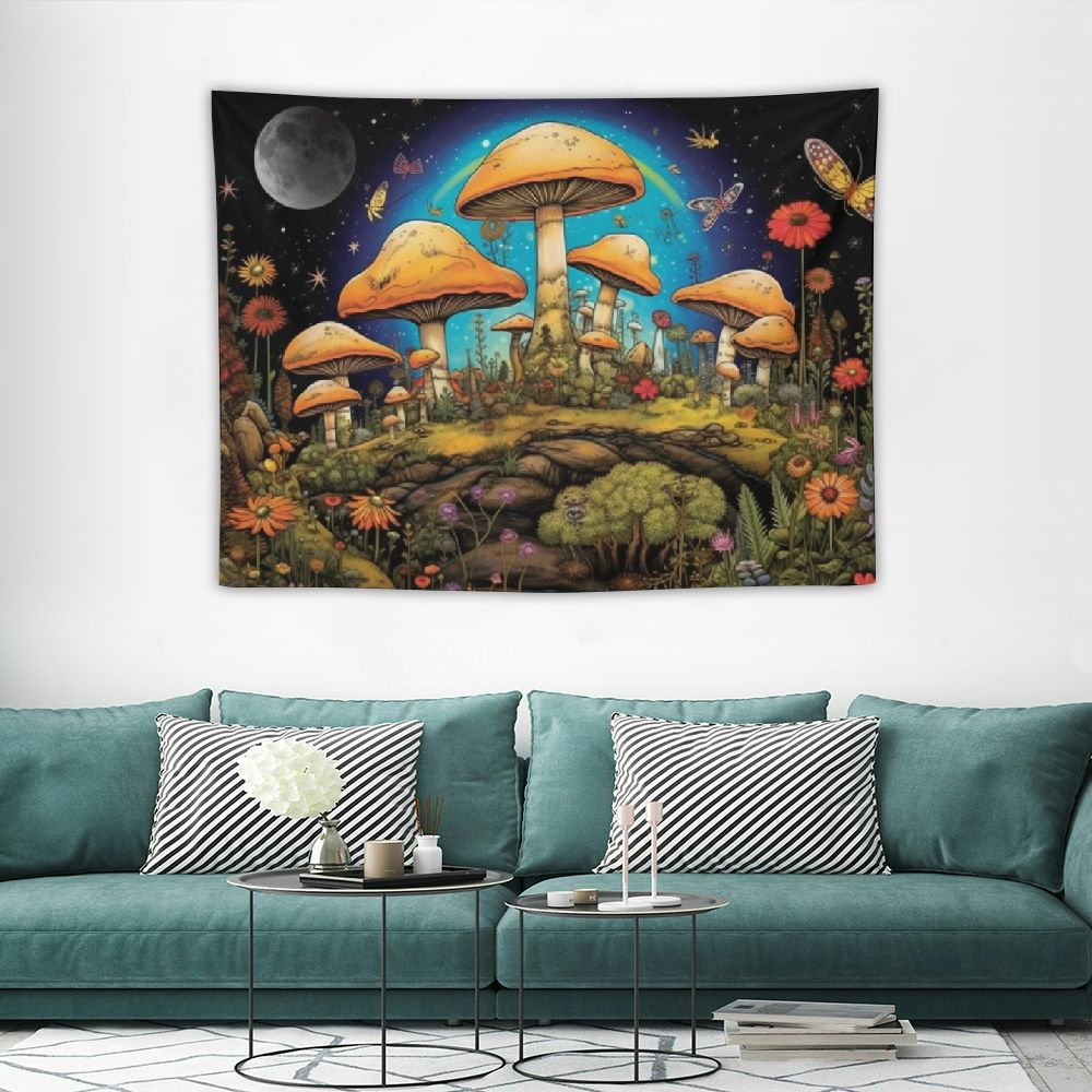 COMIO Mushroom Tapestry Moon Star Tapestry Starry Sky Tapestry Vintage ...