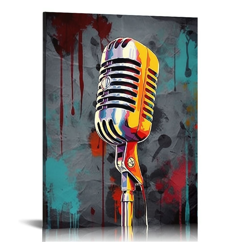 COMIO Music Artistic Paintings Wall Art Microphone and Headset Note ...