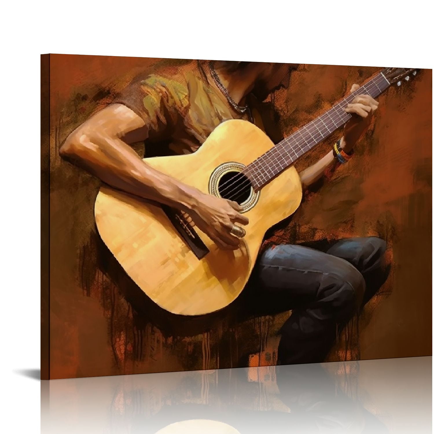 COMIO Music Canvas Art Wall Decor Musician Playing Guitar Painting ...
