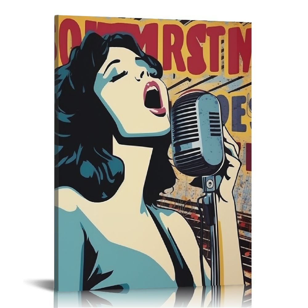 COMIO Music Wall Art, Black Record Microphone Poster, Room Aesthetics ...