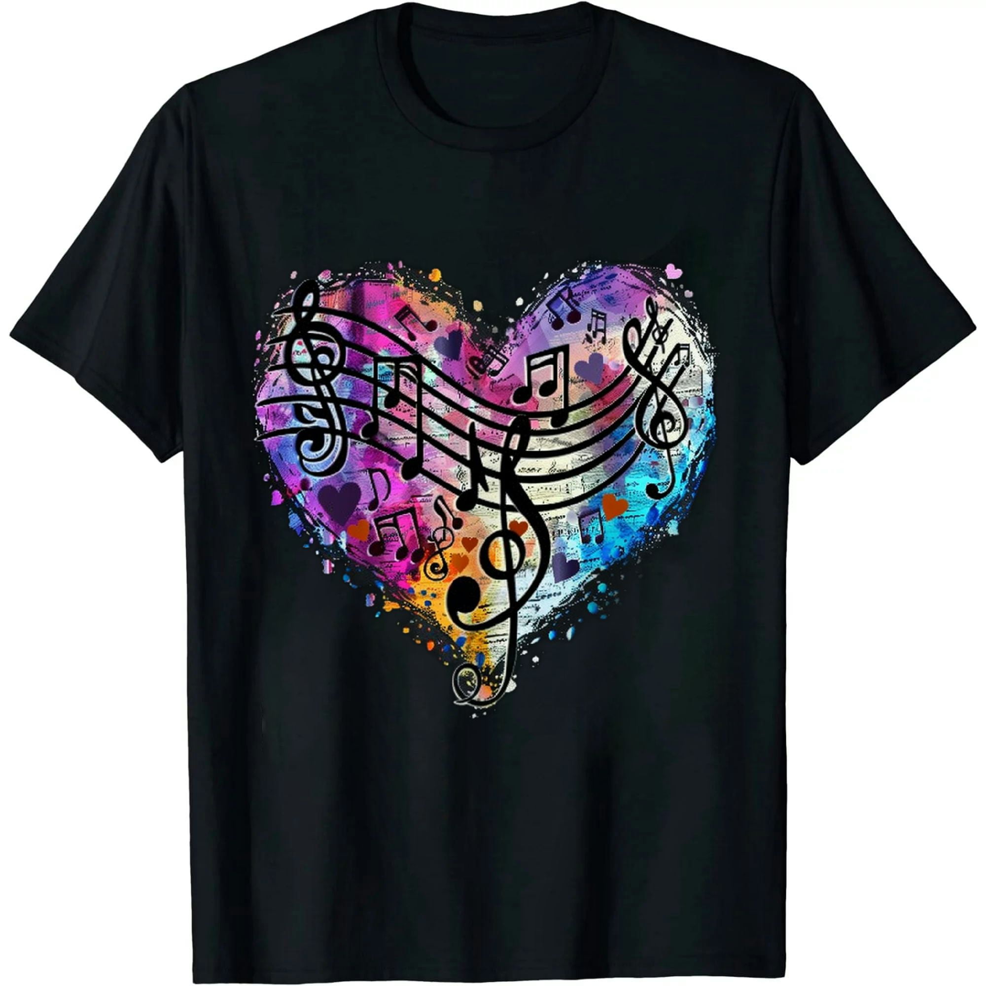 COMIO Musical Notes Heart Treble Clef Music T-Shirt - Walmart.com