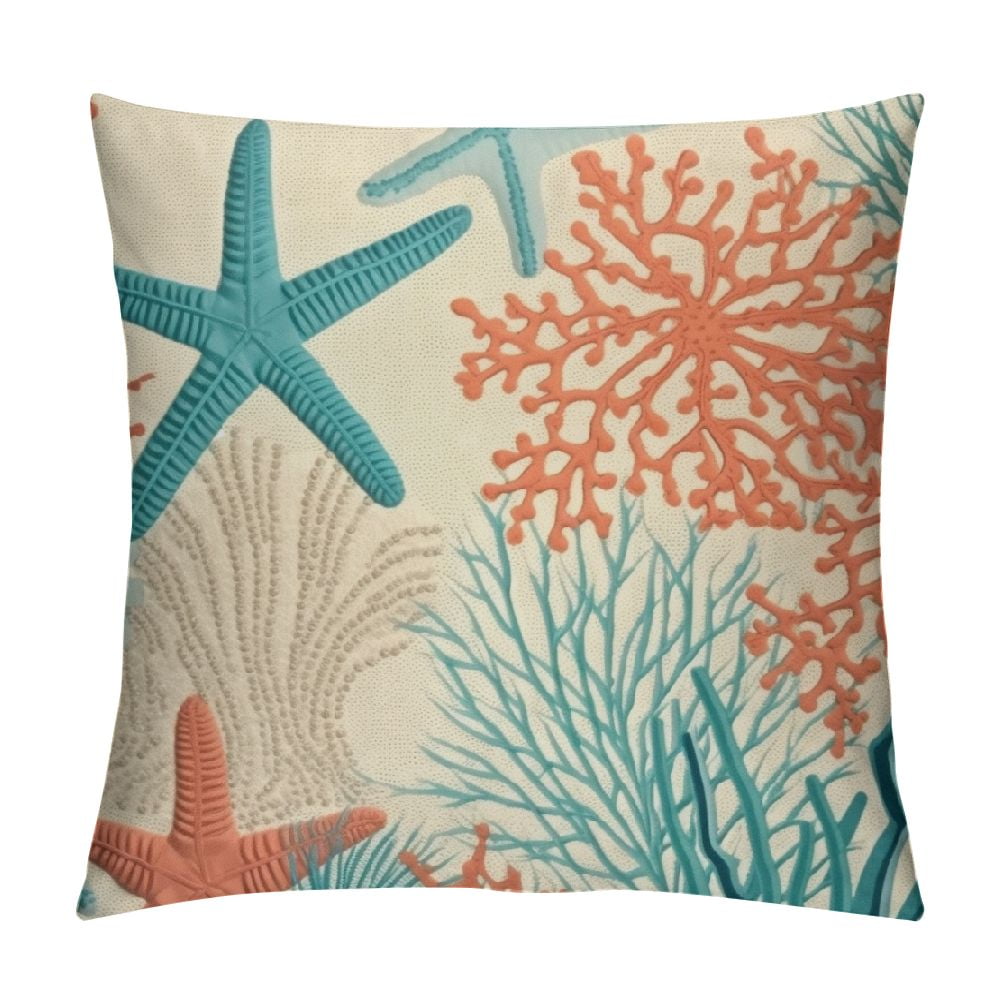 COMIO Nautical Beach Coastal Throw Pillow Cover ,Sea Map Sailing Ship ...