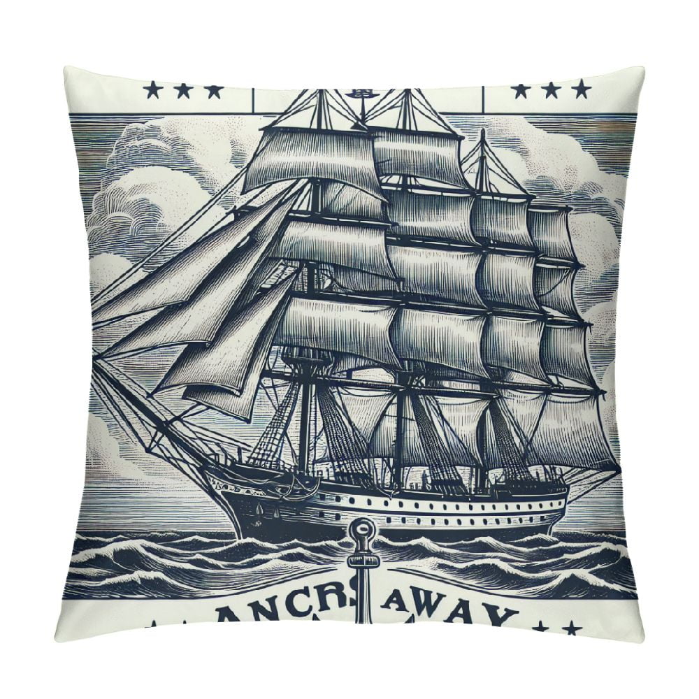COMIO Nautical Beach Decorative Throw Pillow Covers, Faux Ocean ...