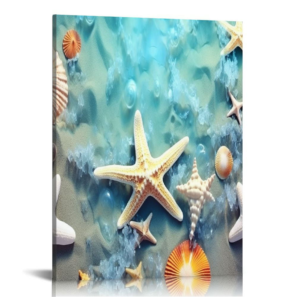 COMIO Nautical Beach Wall Art Ocean Starfish Seashell Pictures Wall ...